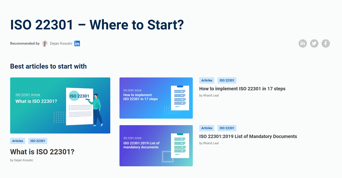 Where to start with ISO 22301? | Free materials on Advisera