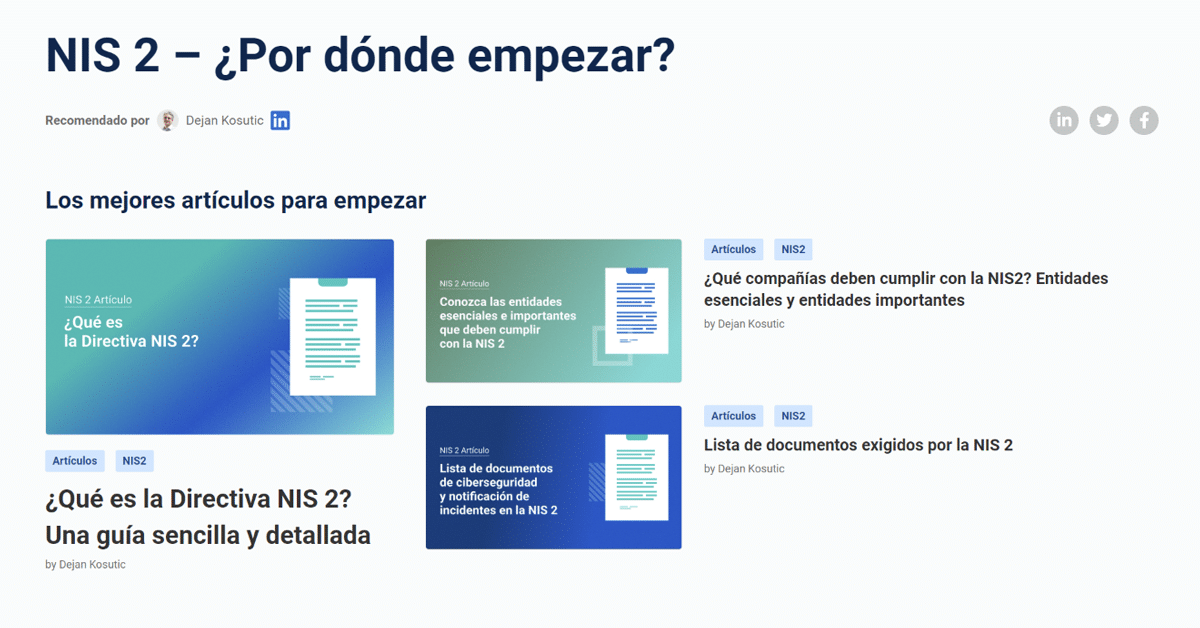 ¿Por dónde empezar con la NIS 2? | Materiales gratuitos en Advisera