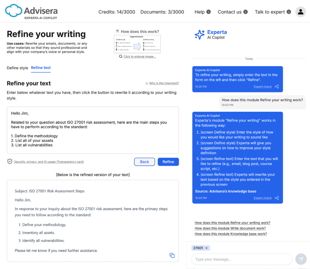 AI Writing Assistant for Professional & Compliance Writing | Experta