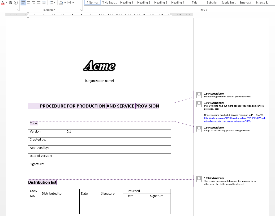 IATF 16949:2016 Documentation Toolkit