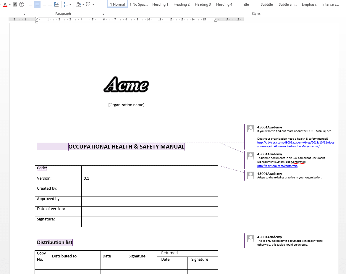 Iso 45001 Documentation Toolkit