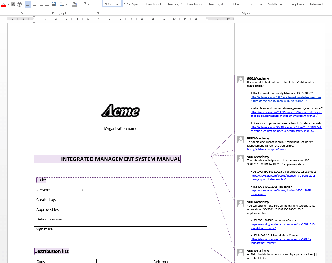 ISO 9001, ISO 14001 and 45001 Integrated Documentation Toolkit