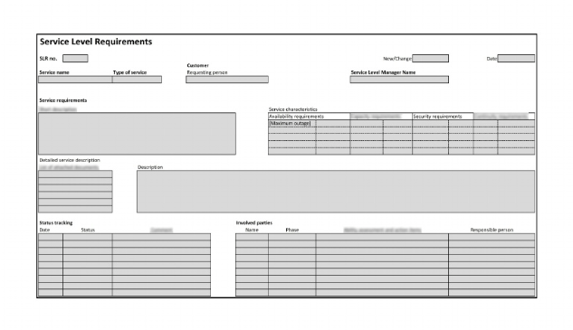 ITIL Service Level Mgt process – responsibility for the SLR/SLA